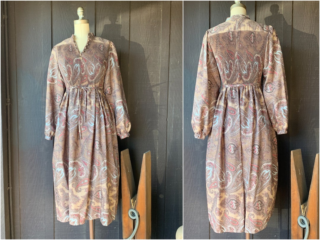 Paisley Print Dress by S. Howard Hirsch 1960s 1970s Fashion - Etsy