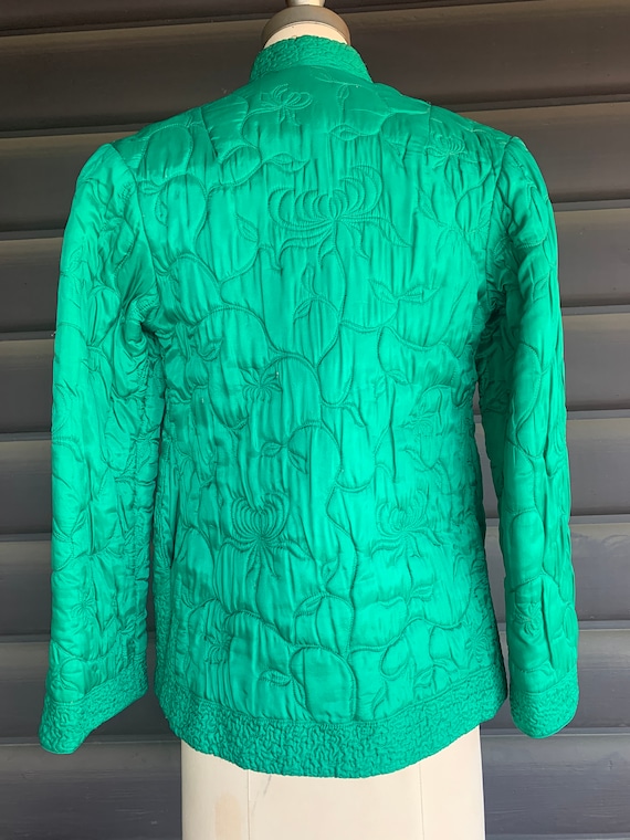 Vibrant Green Quilted Jacket | Asian Style | Side Poc… - Gem