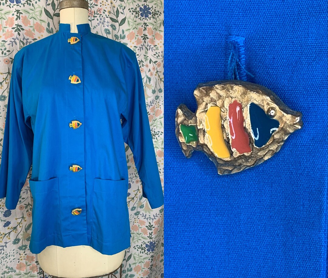 Cobalt Blue Mandarin Collar Tunic Shirt Gump's San Francisco Novelty ...
