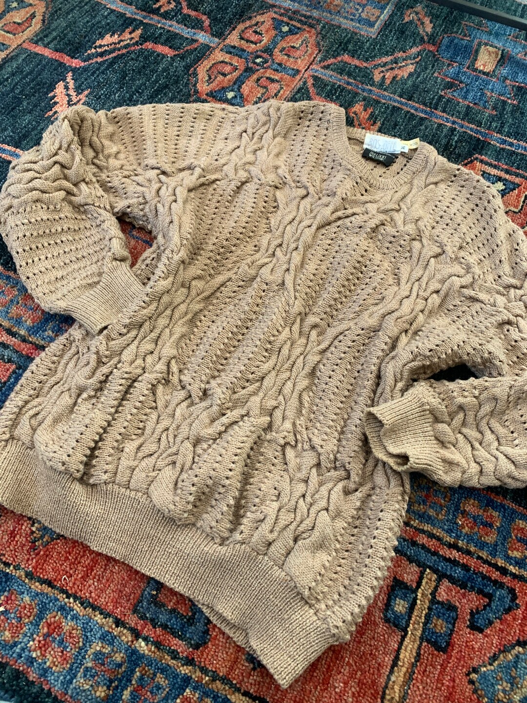 1980s Quirky Textured Knit Wool Sweater Ros Joffe for Bullocks Wilshire ...