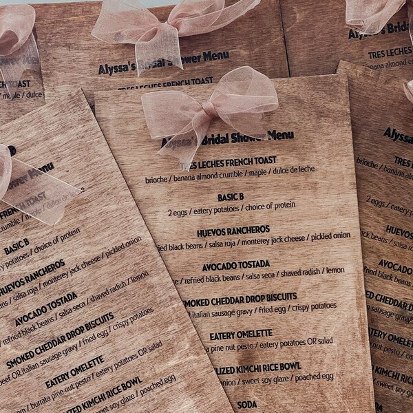 Engraved Menu - Etsy