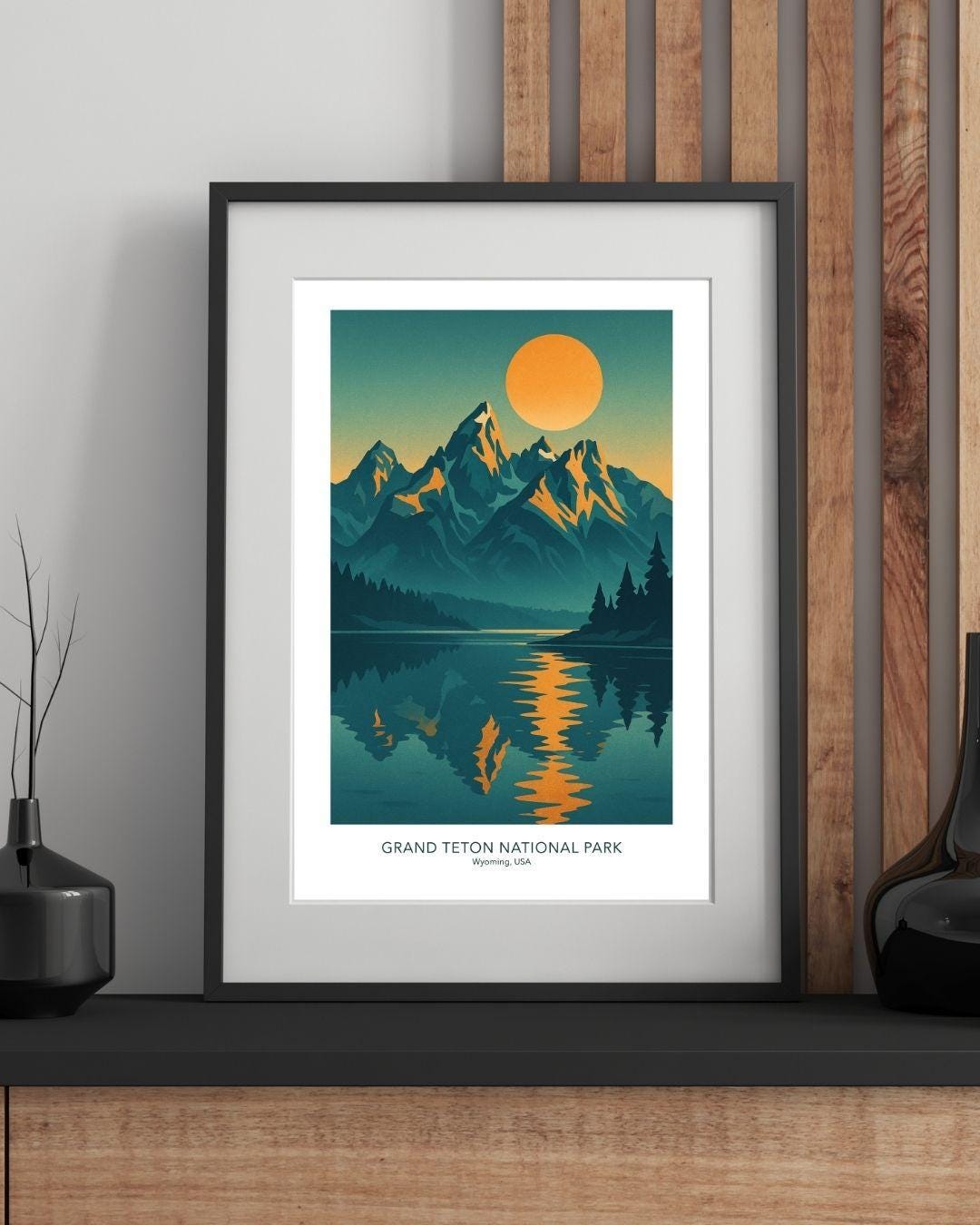 Grand Teton National Park Poster | Mid Century Modern WPA Travel Print ...