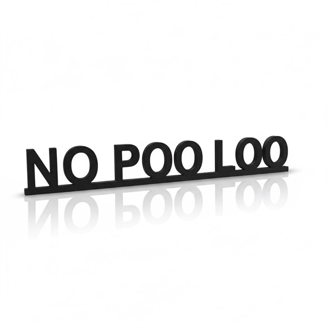 Scandinavian Style “NO POO LOO” Door Sign – Black Nordic Bathroom ...