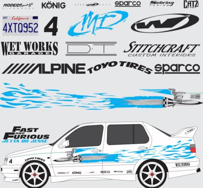 Fast and Furious Jesse Jetta MK4 Livery Vector | Racing Car Wrap Decal ...