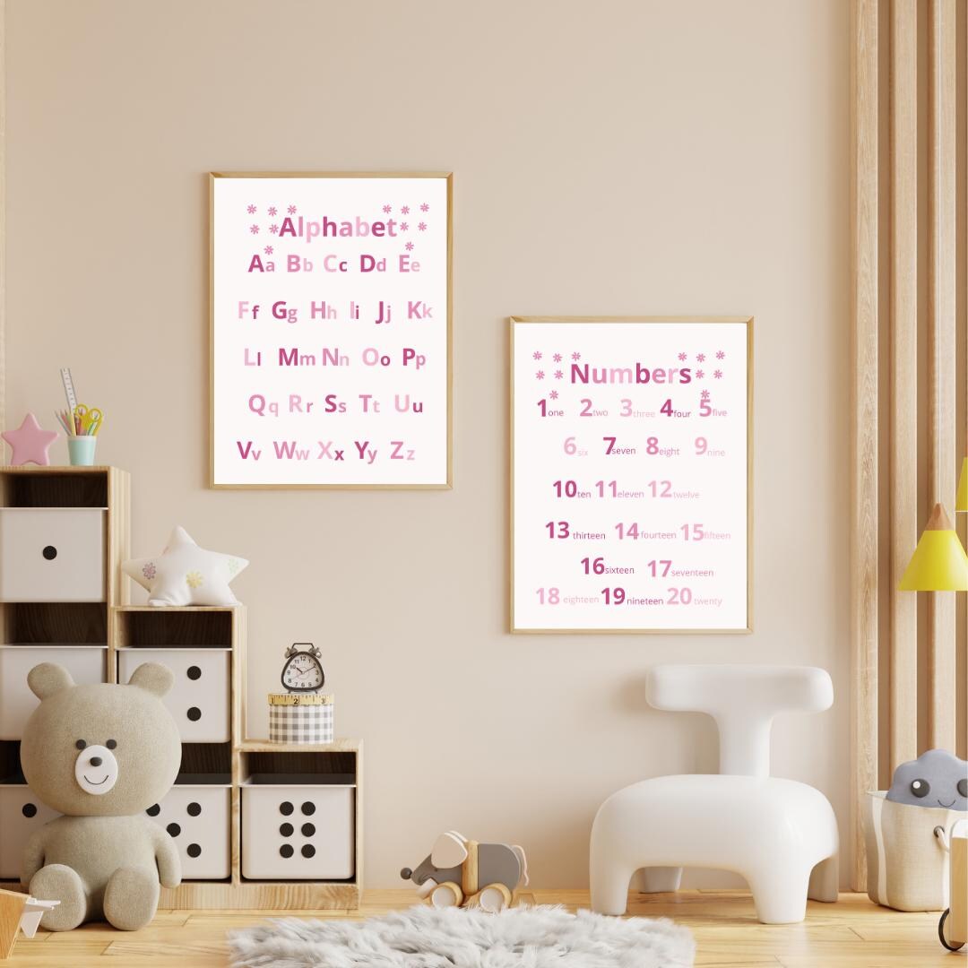 Alphabet and Numbers Posters | Educational Wall Decor for Kids' Rooms ...