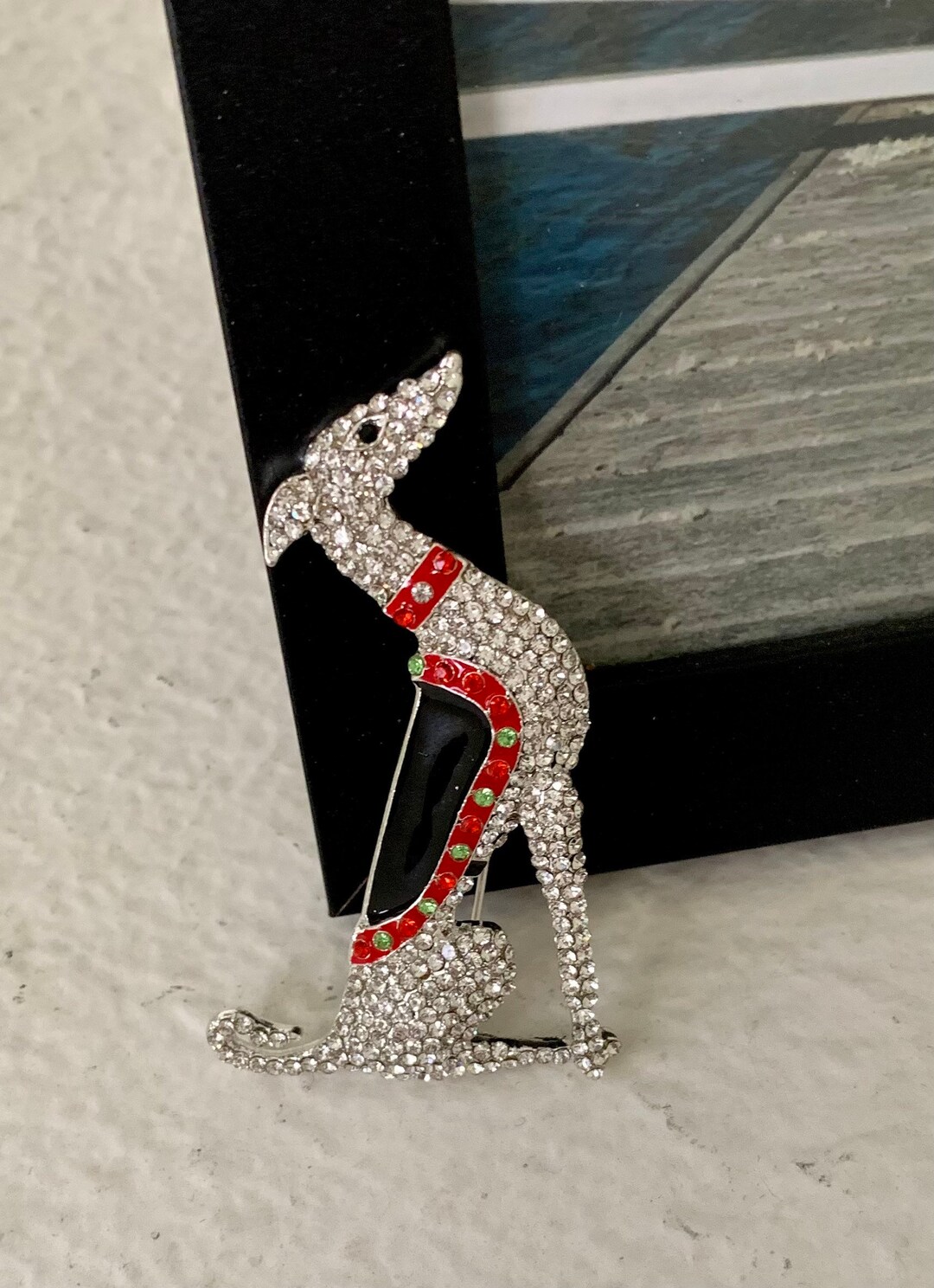 Proud Greyhound Crystal Brooch 2 1/2” X 1 1/2” to Enhance Any Outfit ...