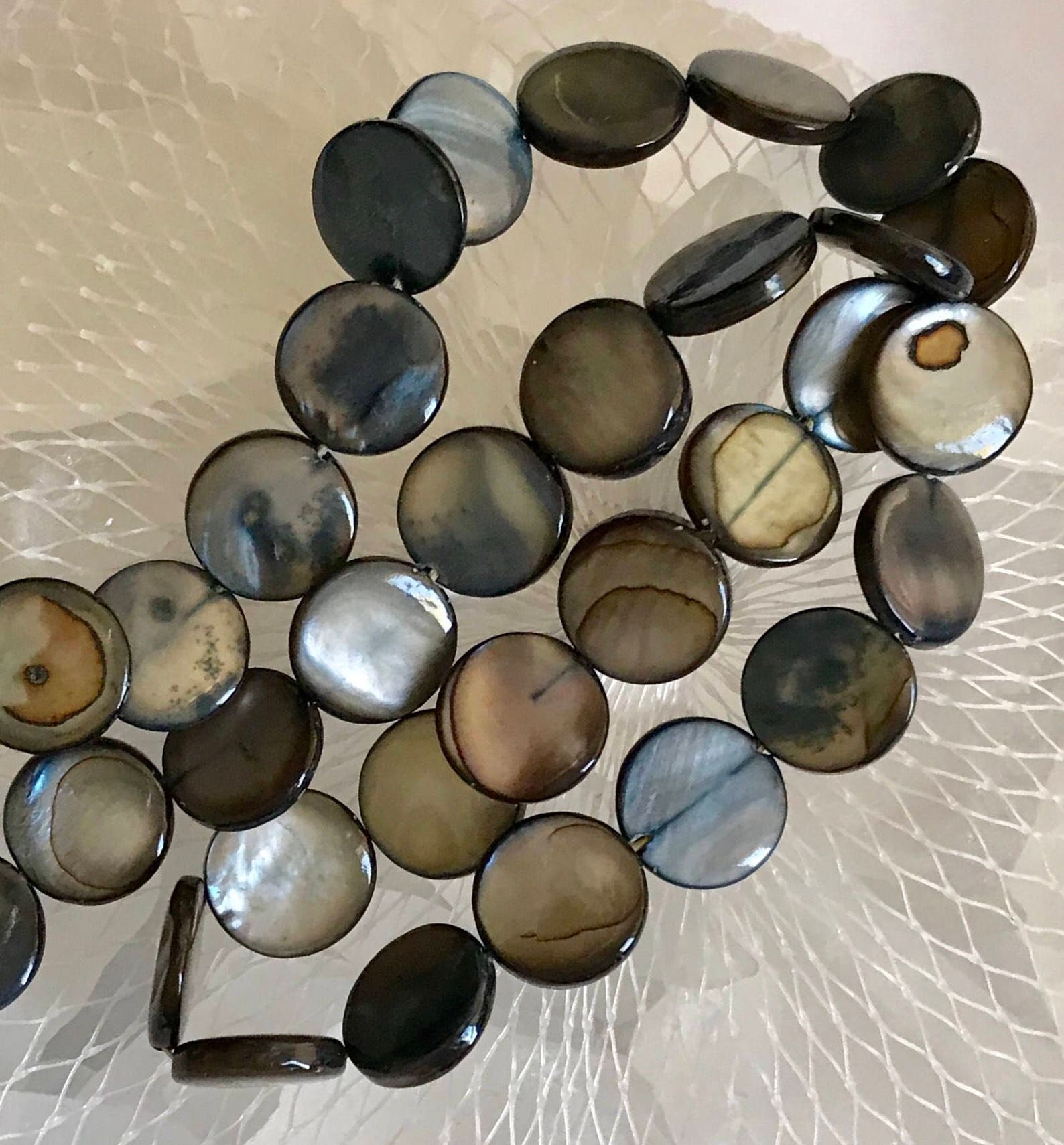 Slate Blue Round Tabular Mother of Pearl Beads 10 mm 18 Beads | Etsy