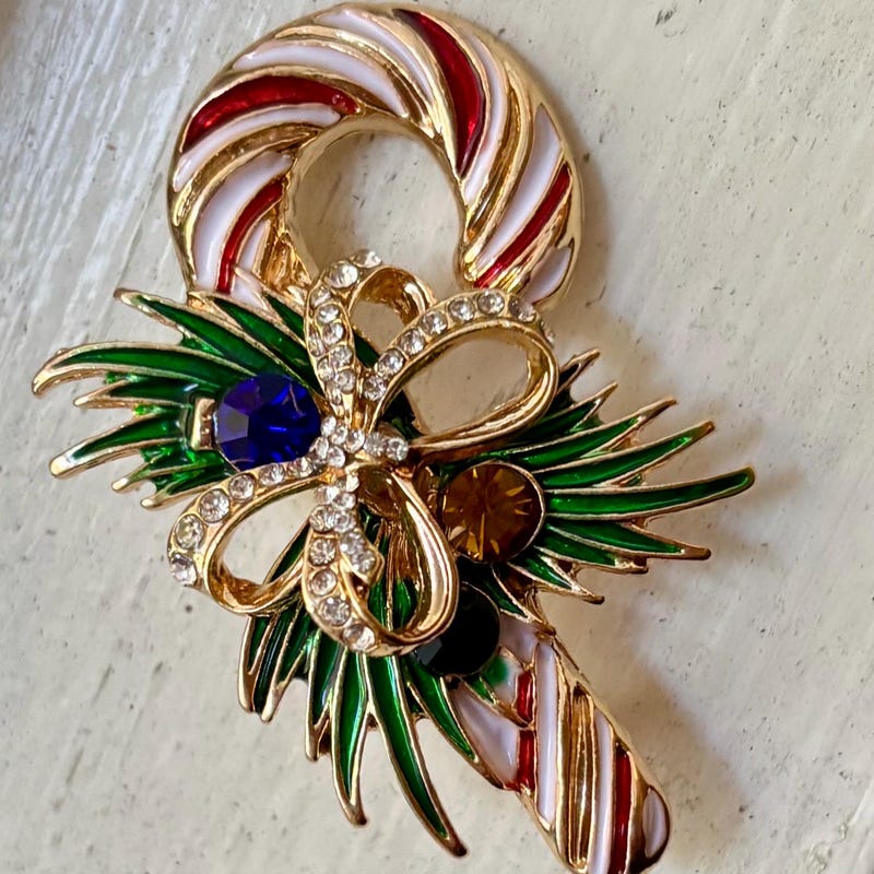 Candy Cane Christmas Brooch - Etsy