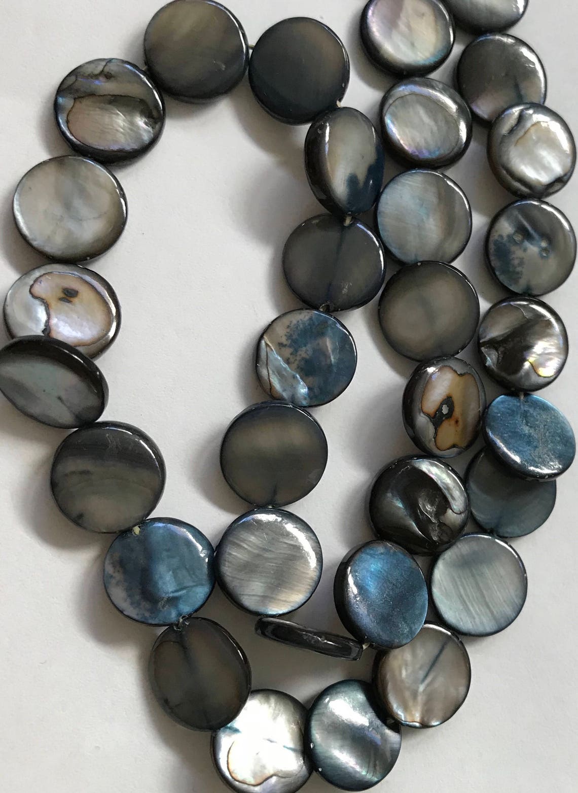 Slate Blue Round Tabular Mother of Pearl Beads 10 mm 18 Beads | Etsy