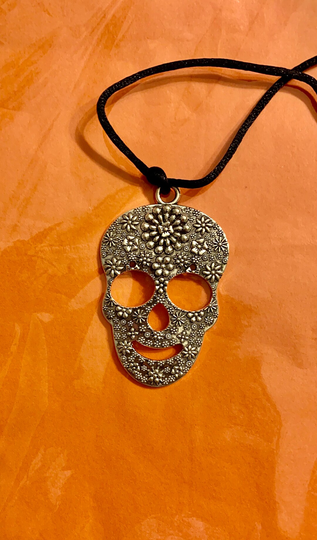 Day of the Dead Pendant 2 1/4 X 1 3/4 With Silky Cord to Enhance Any ...