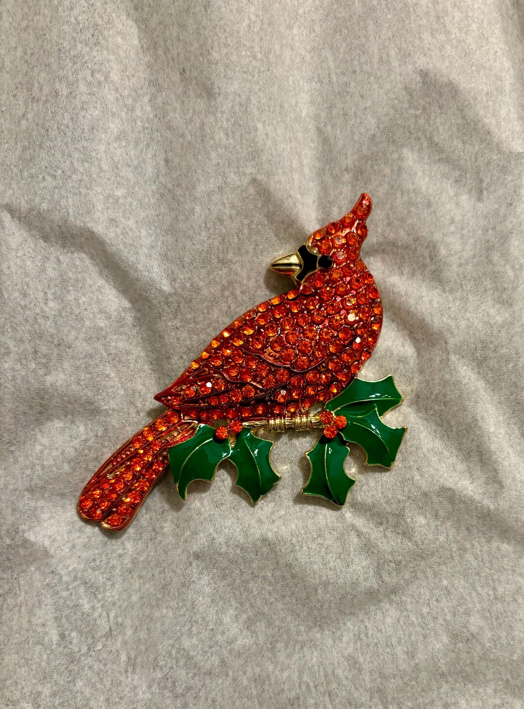 Crystal Rhinestone Cardinal Brooch, Holiday Pin (3.5") - Etsy