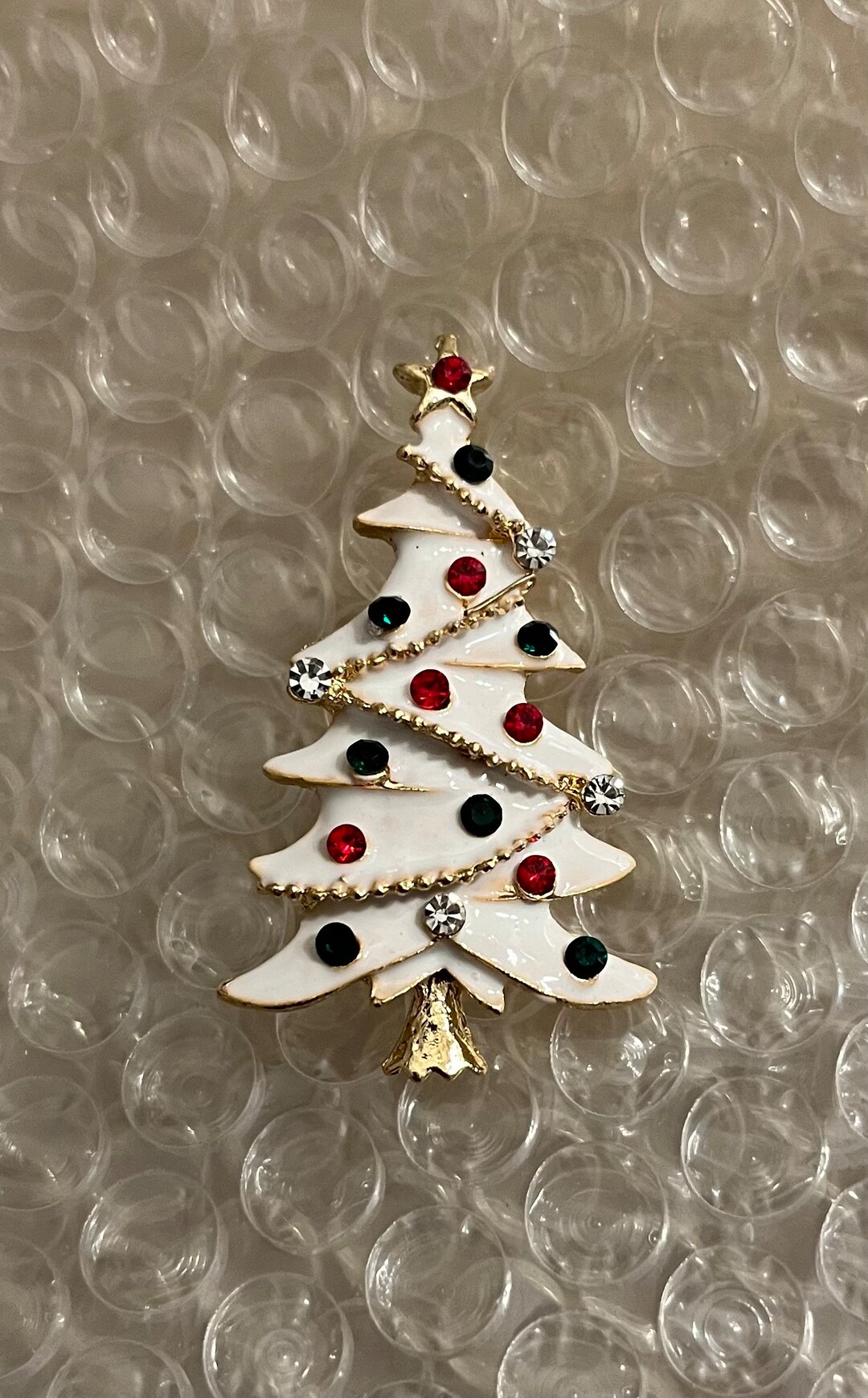 White Enamel Christmas Tree Pin to Accessorize Yiur Holiday Wardrobe 2 ...
