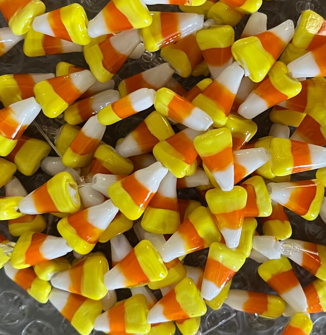 Candy Corn Glass Beads - Halloween Jewelry Making, 12pc, 1/2' - Etsy