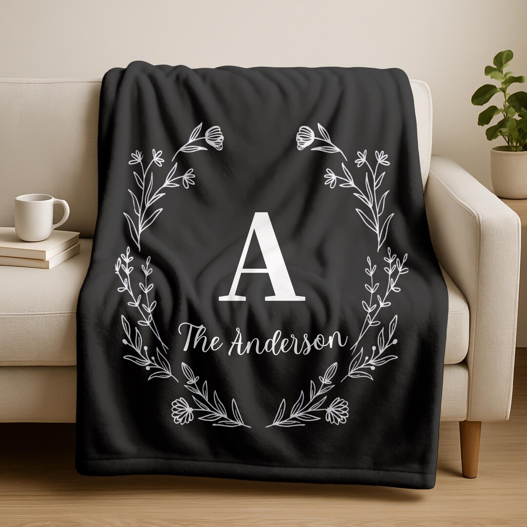 Personalized Name Blanket,custom Family Name Throw,last Name Initials ...