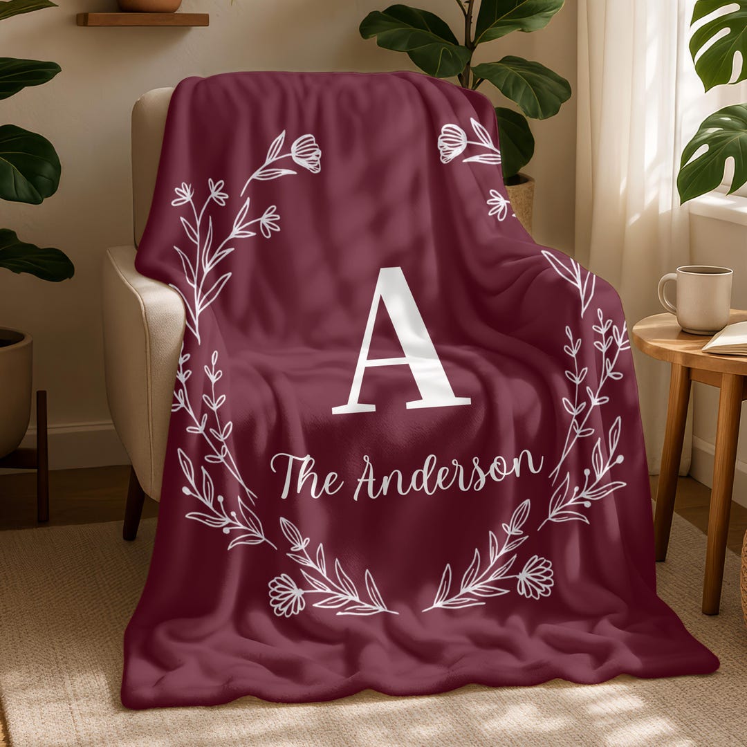 Personalized Name Blanket,custom Family Name Throw,last Name Initials ...