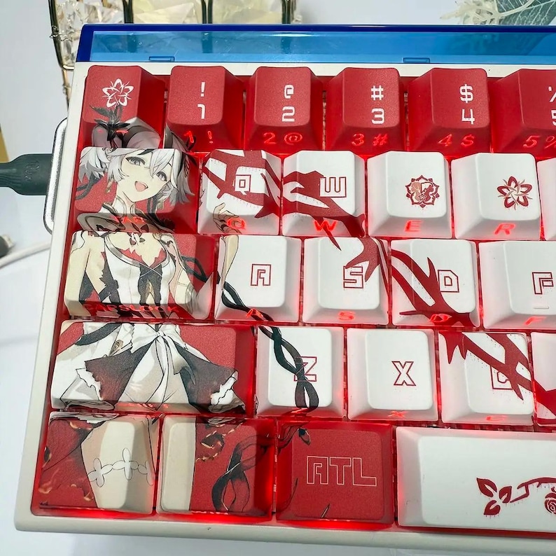 Wuthering Waves Camellya Anime Keyboard Keycaps 100-key PBT Dye ...