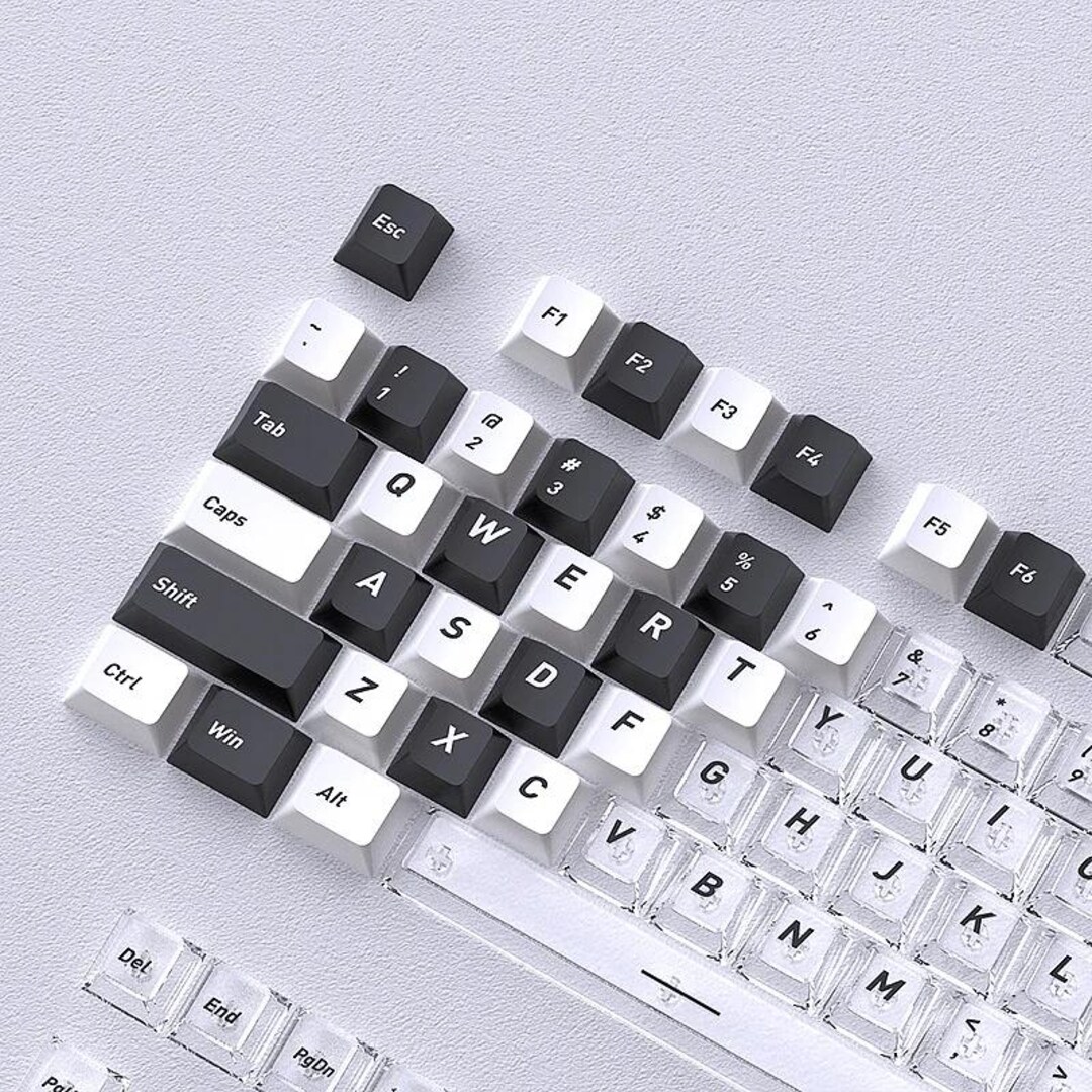 Chase Board Style Black & White Mechanical Keycaps Set | 153 Keys Mini ...
