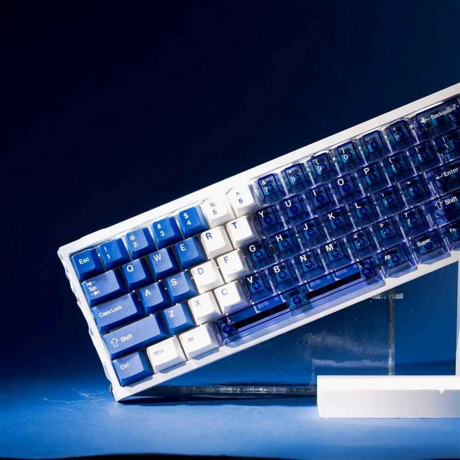 Ocean Mist Blue Gradient Keycaps | Cherry Profile | PBT+PC Transparent ...