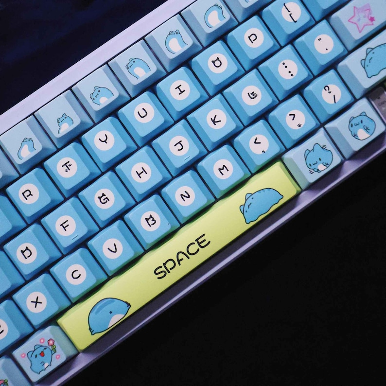 Bugcat Capoo MOA Keycap Set 120-key PBT Cute Blue Mao Cartoon Keys ...