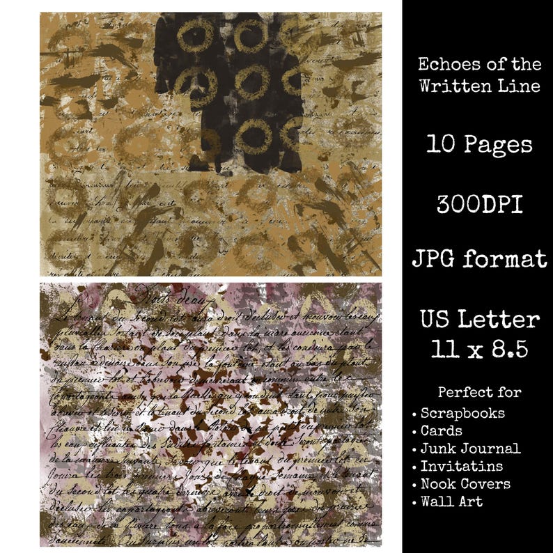 Mixed Media Writing Textures – Junk Journal Backgrounds | Scrapbooking ...