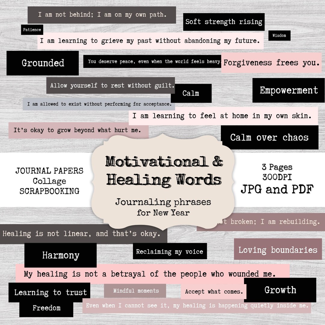 Mindfulness & Healing Words for New Year | Digital Fussy Cut Quotes for ...