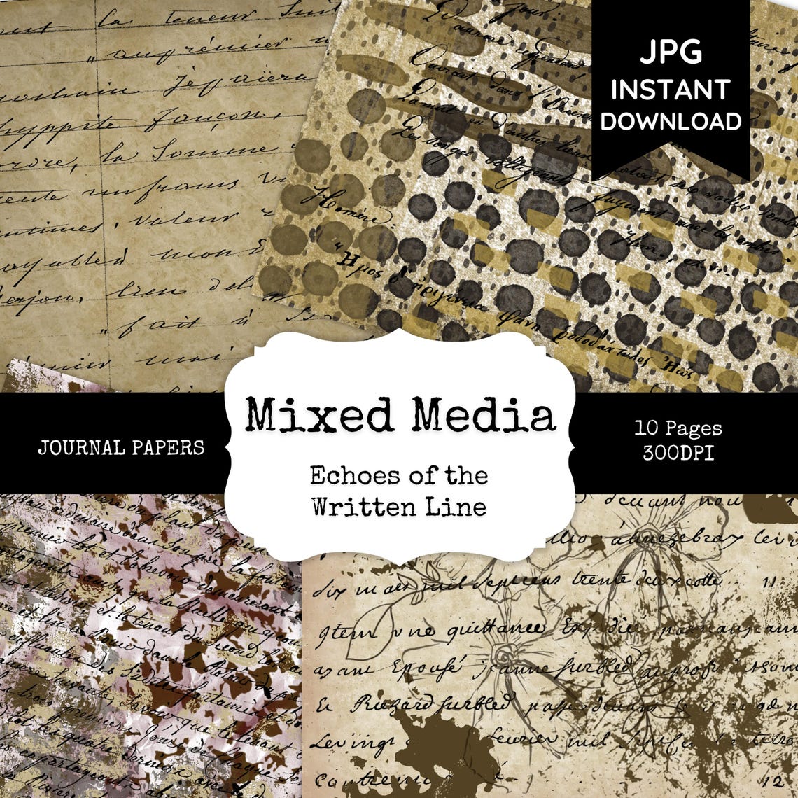Mixed Media Writing Textures – Junk Journal Backgrounds | Scrapbooking ...
