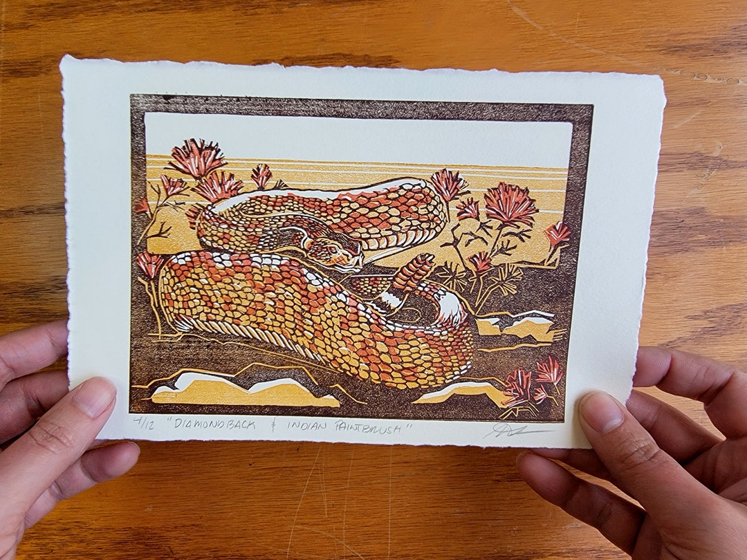 Diamond Back & Indian Paintbrush - Linocut Print - Limited Edition ...