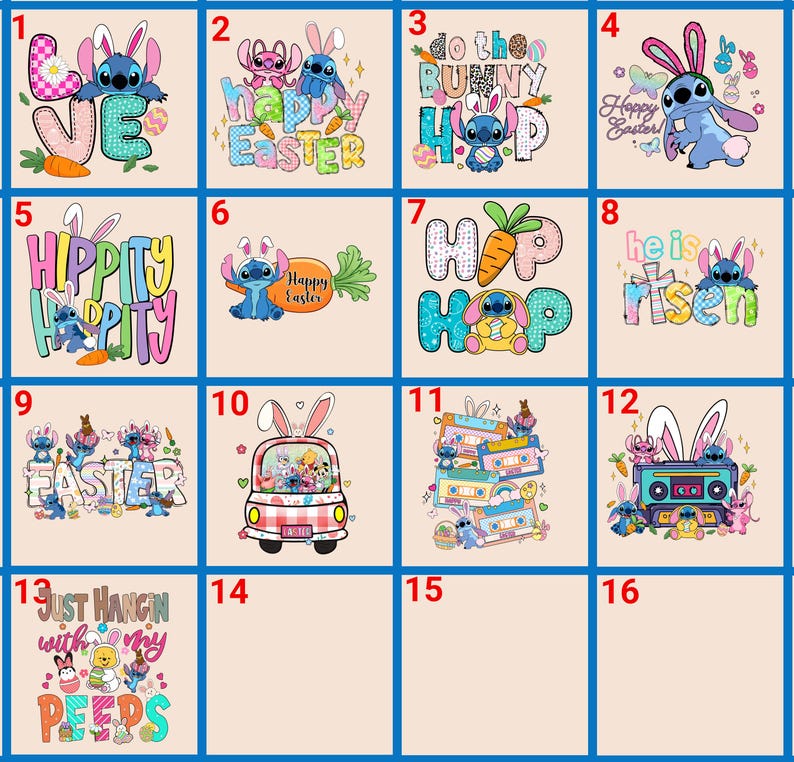 Stitch Easter DTF Transfer, Cute Bunny Stitch Easter Design, Kids ...