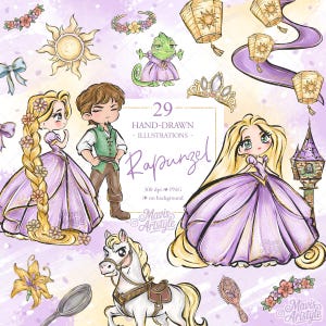 Rapunzel Clipart, High Resolution Princess PNG - Hand Drawn, Fairytale ...