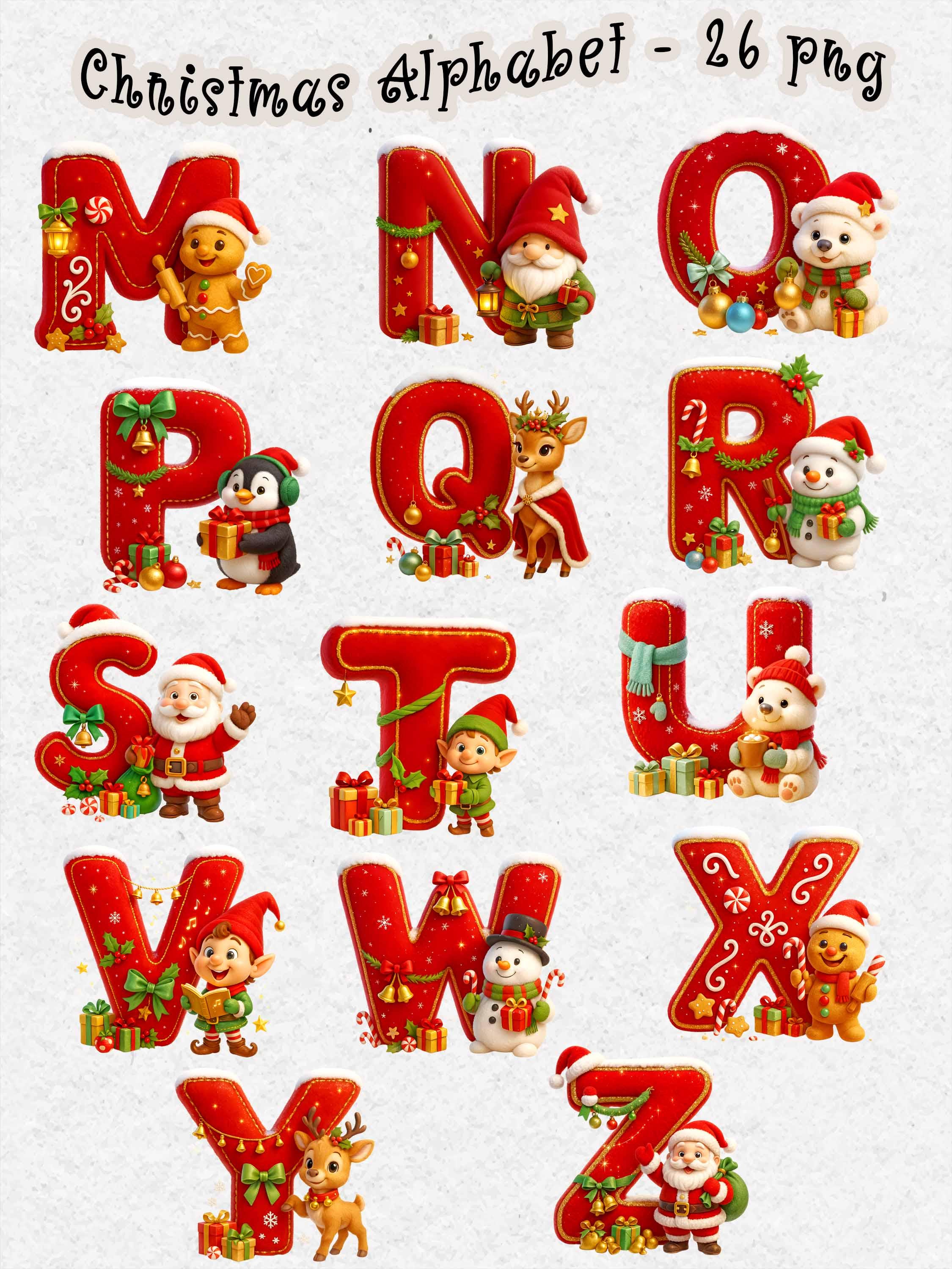 Personalized Christmas Alphabet A–Z | Xmas Gift | Kids Holiday Clipart ...