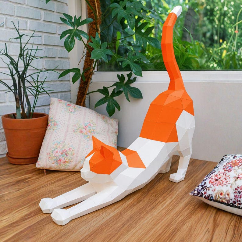 Stretching Cat – Large 65cm DIY Papercraft Kit for Creatives & Cat ...