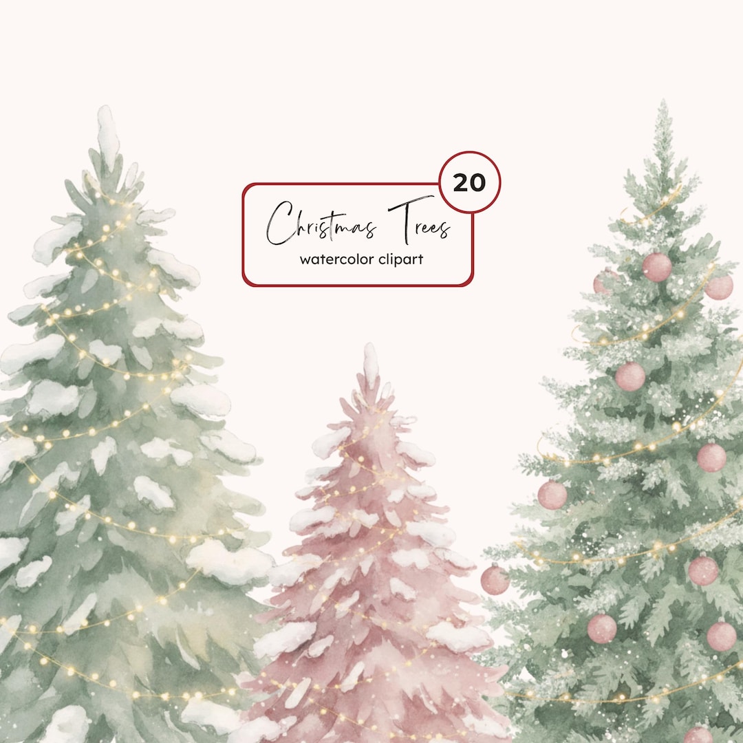 Watercolor Christmas Tree Clipart Set: Colourful Festive PNG Bundle ...