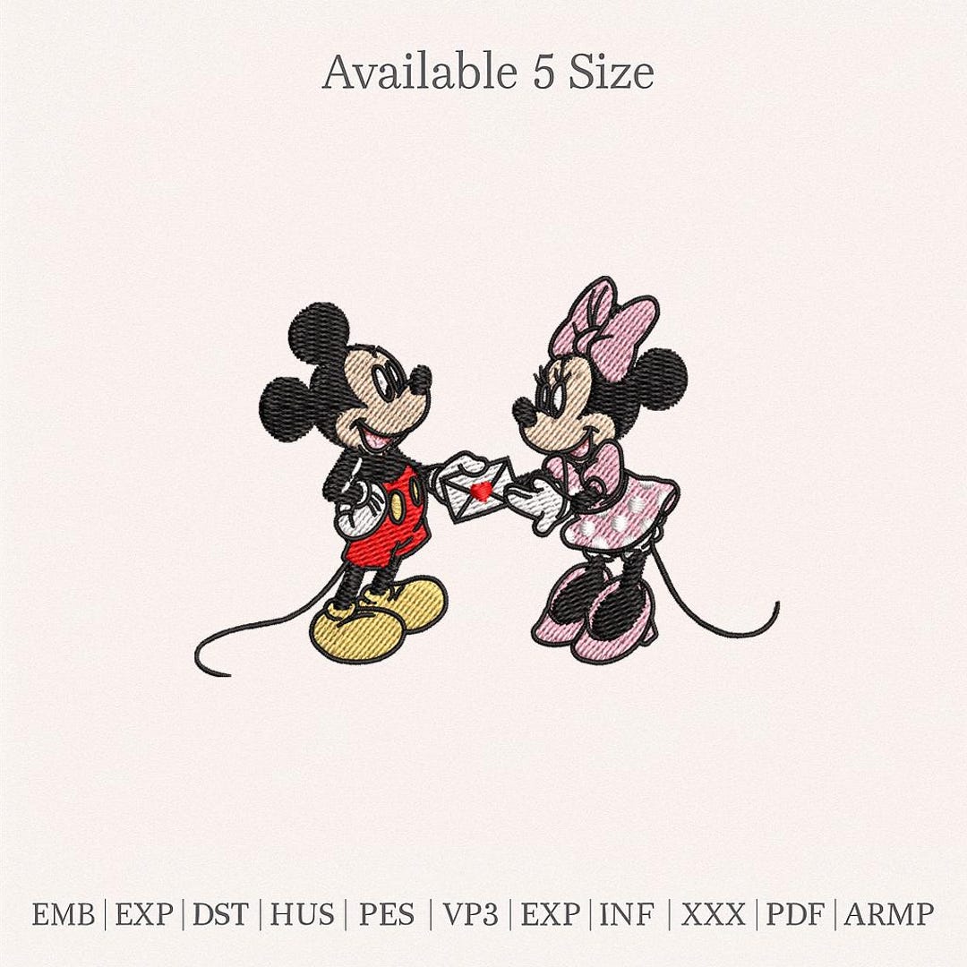 Mouse Couple Embroidery Design | Cute Love Mouse Machine Embroidery ...