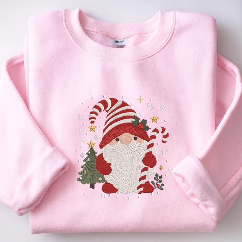 Christmas Gnome Embroidery Design | Candy Cane Santa Gnome | Machine ...