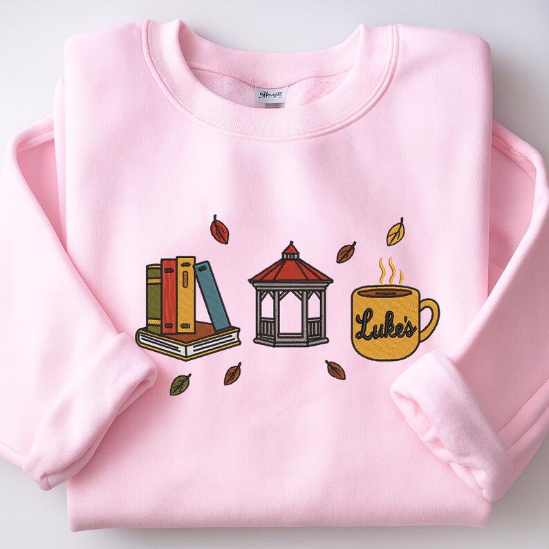 Cozy Fall Embroidery Design | Book Gazebo Coffee Machine Embroidery ...