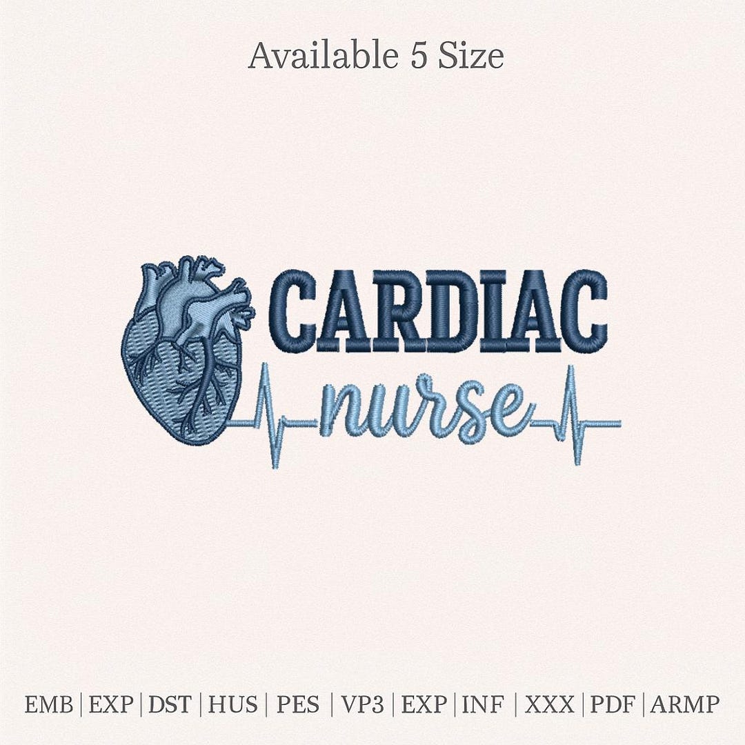 Cardiac Nurse Embroidery Design, Nurse Heart ECG Embroidery File ...