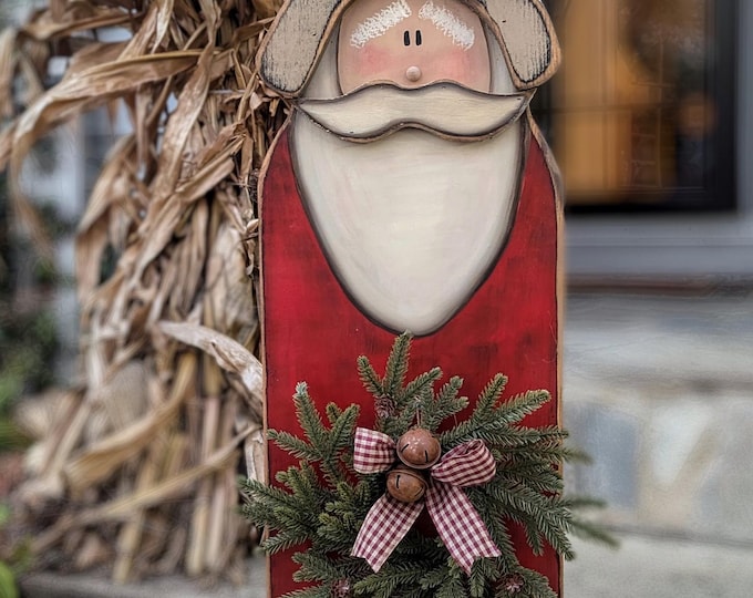 Standing Wood Santa/4ft Tall/primitive Christmas Decor/ Rustic St. Nick ...