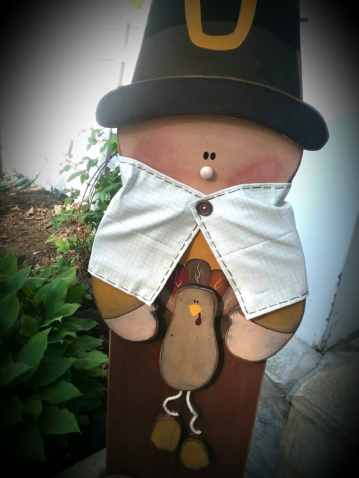 Standing Wood Pilgrim Set/3 Feet Tall/primitive Thanksgiving Decor/made ...
