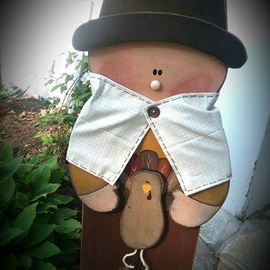 Standing Wood Pilgrim Set/3 Feet Tall/primitive Thanksgiving Decor/made ...