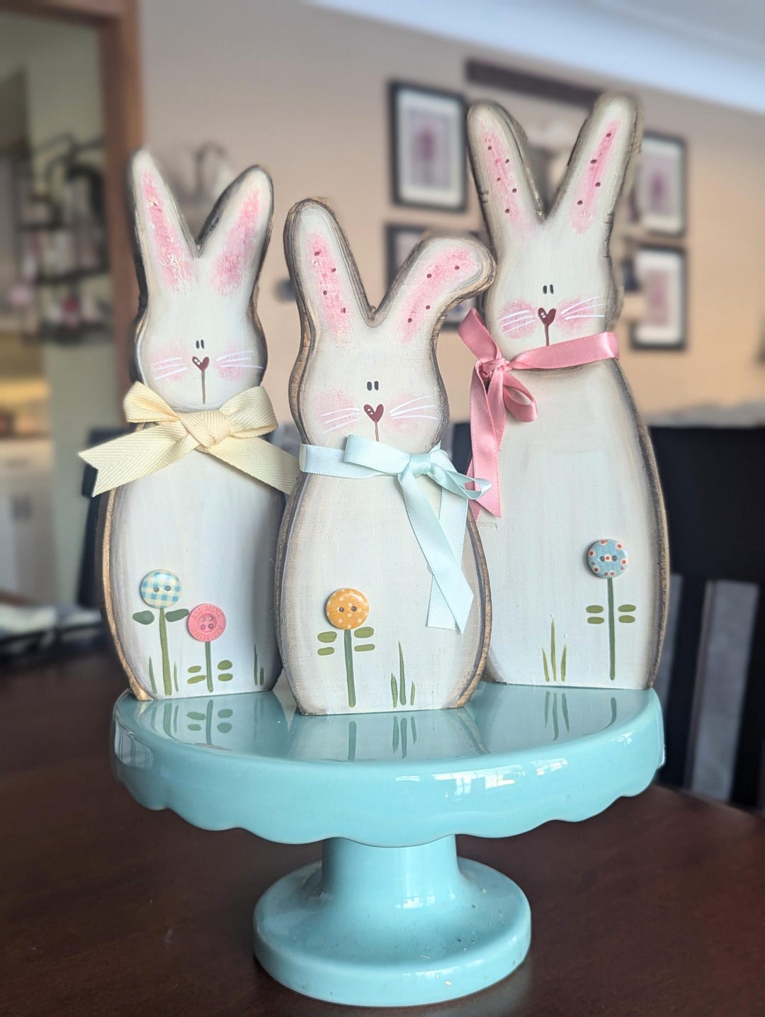 3 Piece Wood Bunny Trio/tabletop Shelf Sitter/ Easterdecor/made per ...