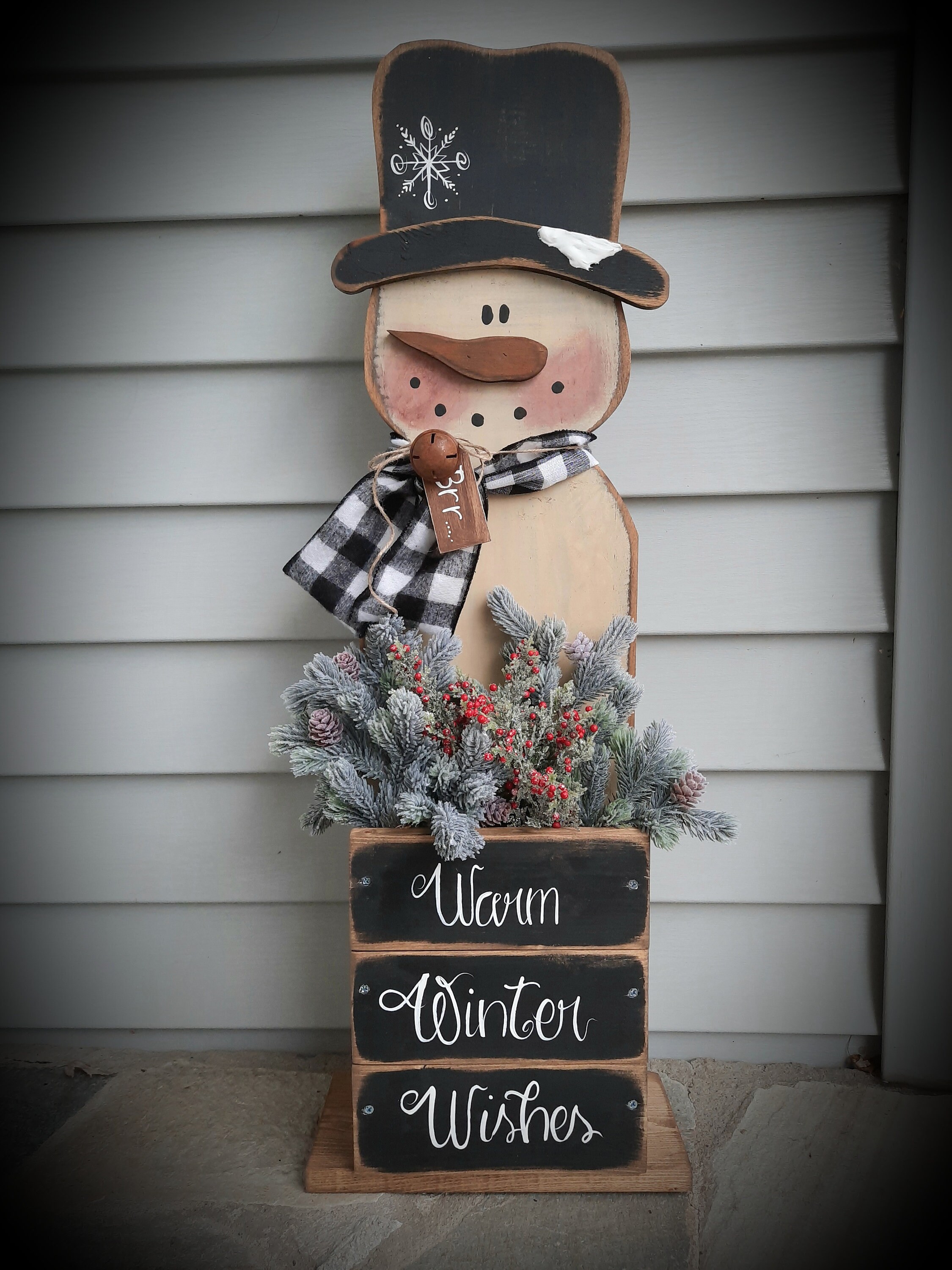 Standing Wood Snowman/3 Ft Tall/primitive Winter Decor/ Rustic | Etsy