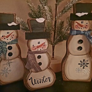 3 Piece Wood Snowman Trio/tabletop Shelf Sitter/ Winter Decor/made per ...