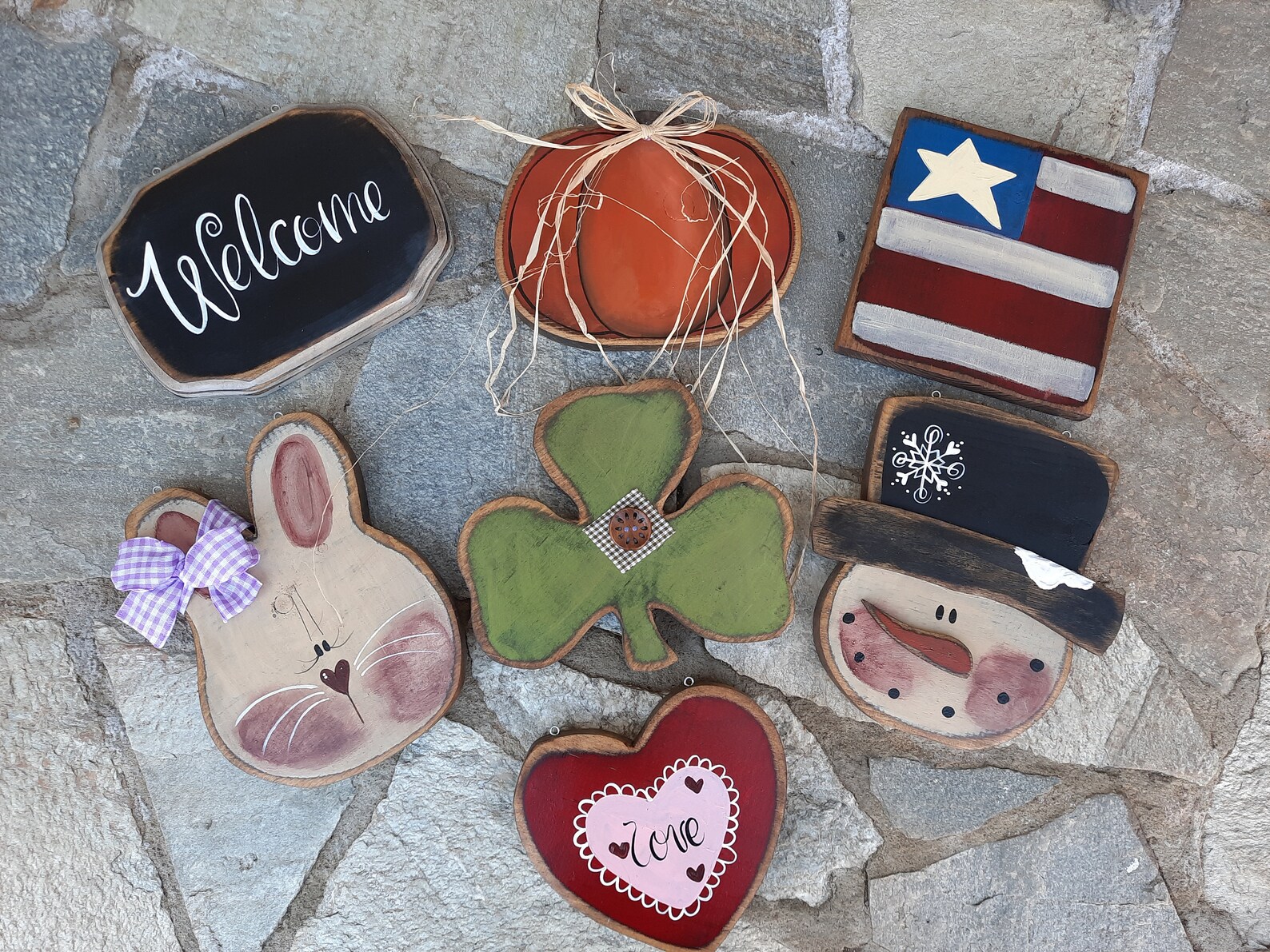 Seasonal Wood Plaque Stand/8 Piece/ Interchangeable/blocks/made per ...