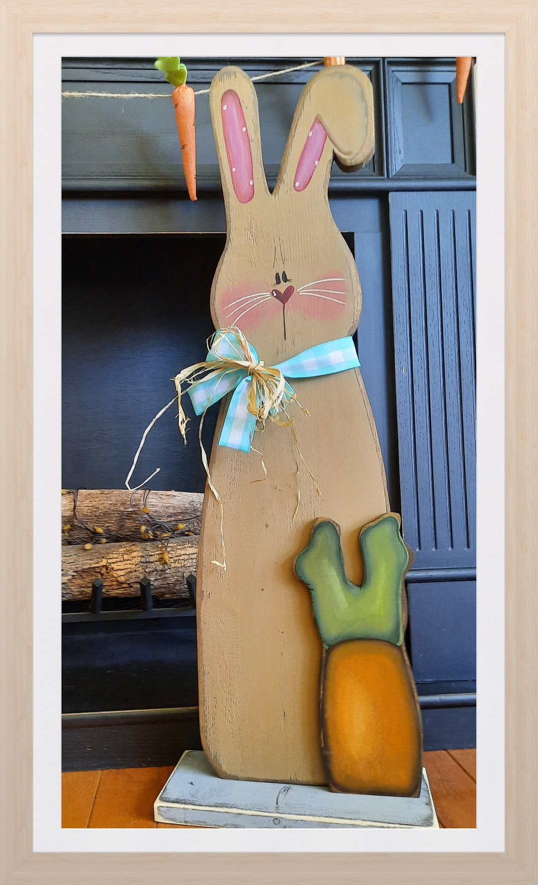 Standing Wood Bunny/3 Ft Tall/primitive Standing Spring Decor/ Rustic ...