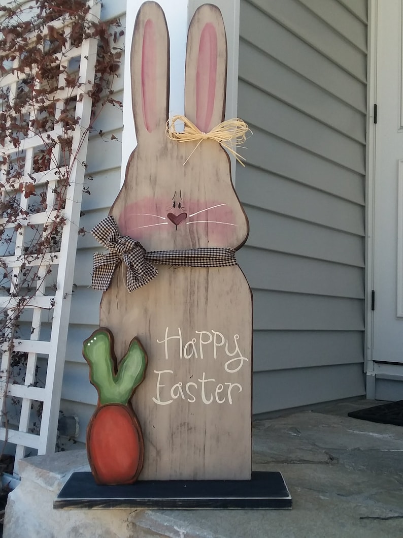 Standing Wood Bunny/3 Ft Tall/primitive Standing Spring Decor/ - Etsy