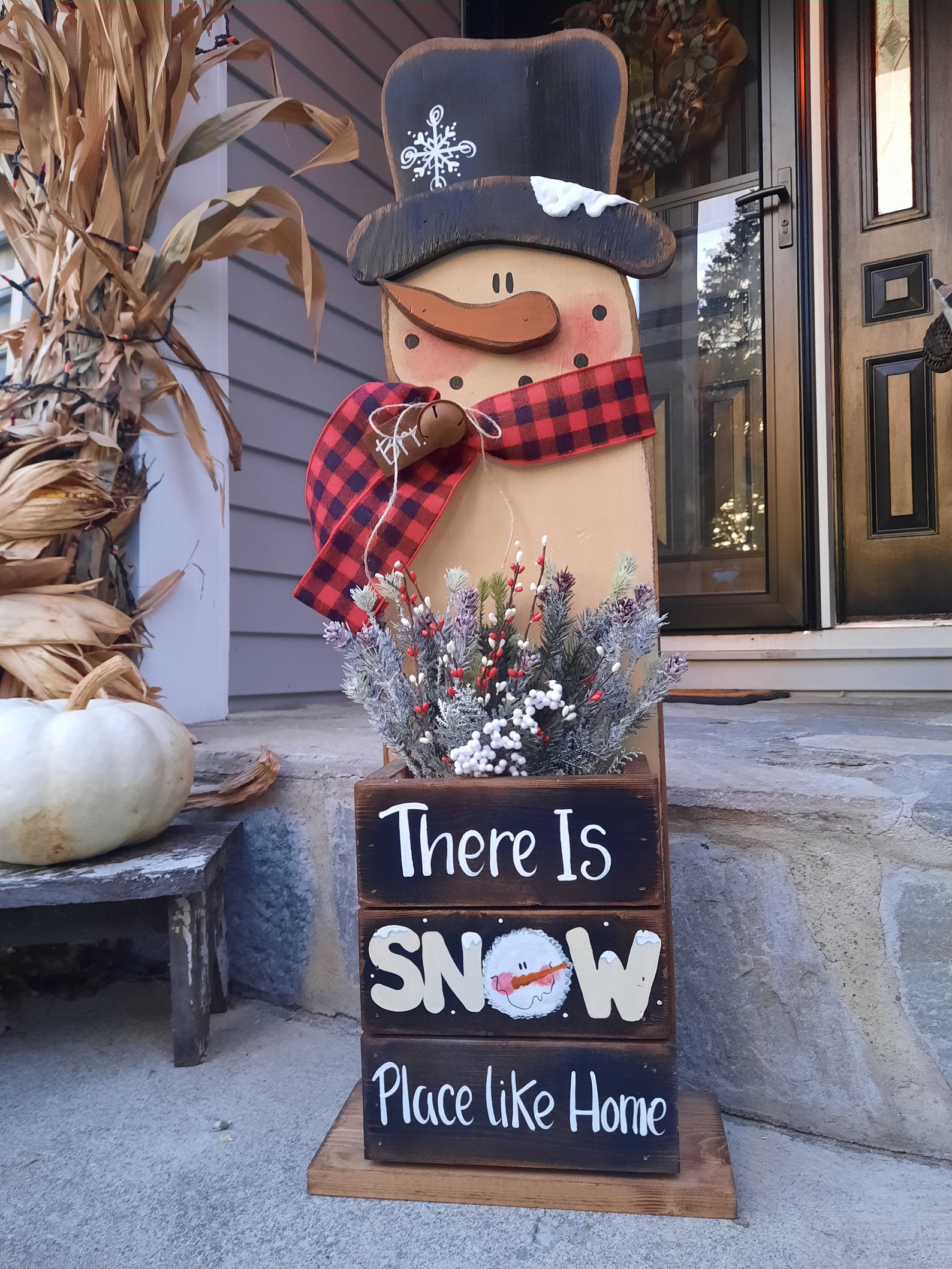 Standing Wood Snowman/3 Ft Tall/primitive Winter Decor/ Rustic Snowman ...