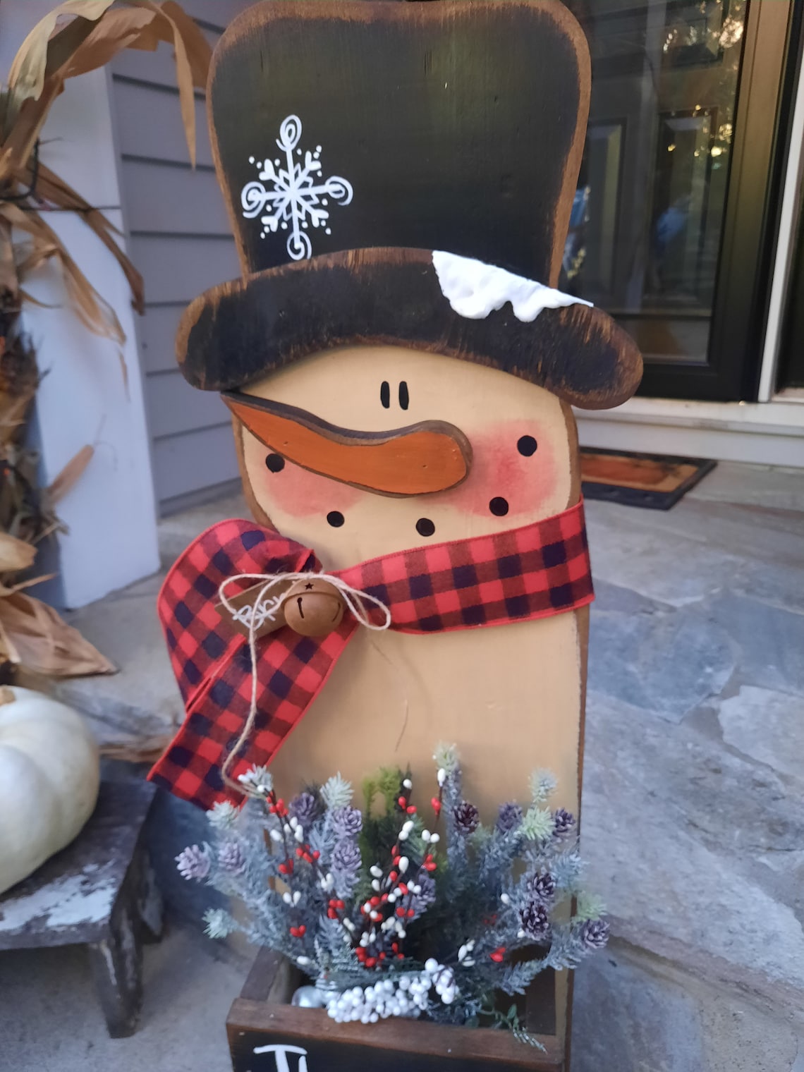 Standing Wood Snowman/3 Ft Tall/primitive Winter Decor/ Rustic Snowman ...