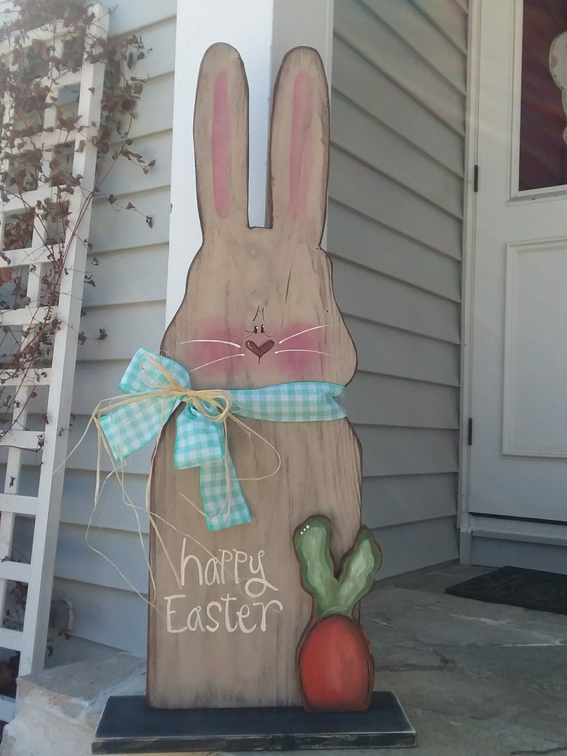 Standing Wood Bunny/3 Ft Tall/primitive Standing Spring Decor/ - Etsy