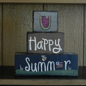 Primitive Seasonal Word Blocks/reversible Blocks/4 Seasons/3piece Set ...