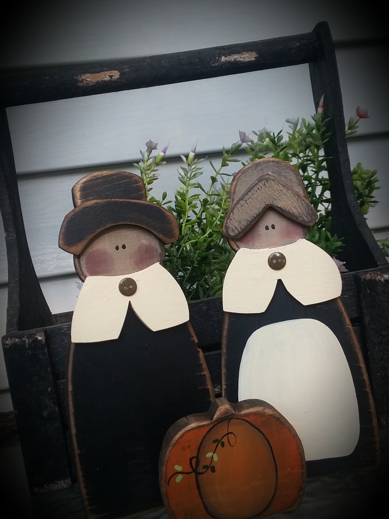Wood Pilgrim Set/tabletop/ 3 Piece Set/8" Tall/ Made PER Order NOT ...